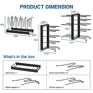 Bathmart Pots and Pans Organizer, 3 DIY Methods 8 Tier Pan Organizer Rack for Cabinet, Heavy Duty Pan Organizer Space Saving Pot Lid Organizer, Non-Slip Pot Rack for Kitchen Organization & Storage