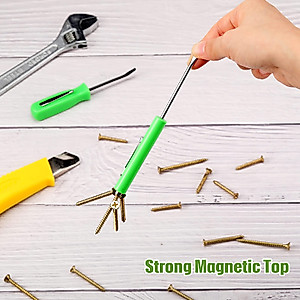 5 Pieces Magnetic Pocket Screwdriver Mini Pocket Screwdriver with Clip Small Slotted Head Screwdriver Tool Set for Home Office Gadgets Repair Tool Mechanics Electricians Technician (Green)