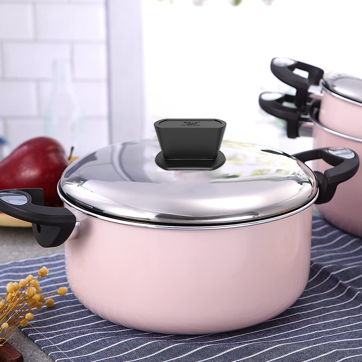 Silicone Universal Pot Lid Replacement Knobs Pan Lid Holding Handles Long Screws Anti-scald Cookware Cover for Kitchen Glass Lid 2 Pack Diamond Shape Black