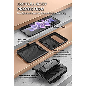 SUPCASE Unicorn Beetle Pro Series Case for Samsung Galaxy Z Flip 3 5G (2021), Full-Body Dual Layer Rugged Protective Case with Holster (Black)