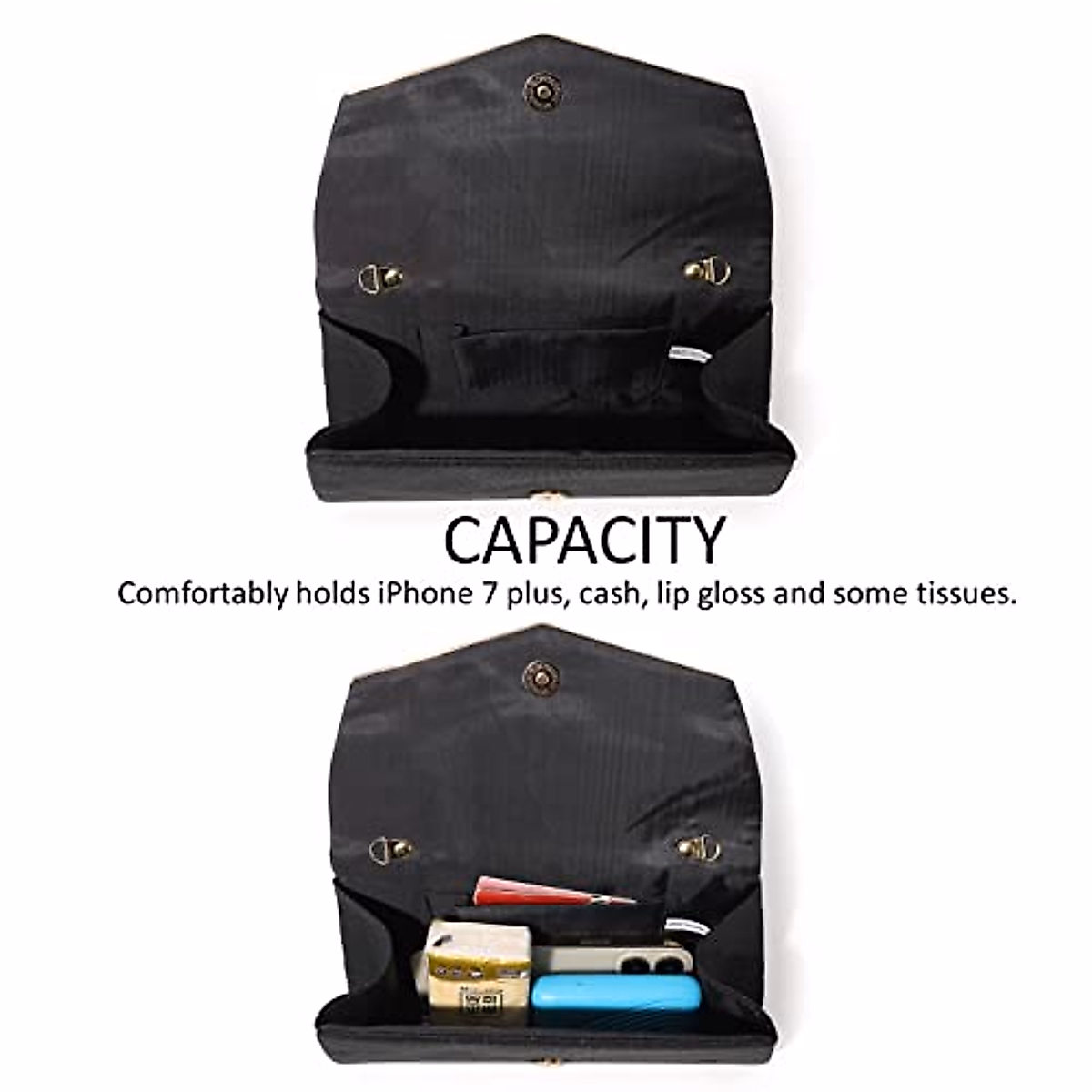 DETARA Women Evening Handbag Glitter Sequins Clutch Purses for Women Shiny Crossbody Bag Formal Wedding Party Prom Purse (Black 305B)