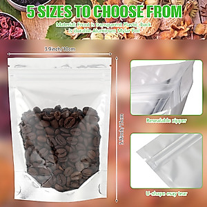 ZCYSRLQIN 200 Pieces Reusable Aluminum Foil Stand Up food storage bag Plastic Zipper Food Candy Storage Sealable Duty Reclosable Bags and Heat Sealable Food Storage Bags （4 x 6 inch）