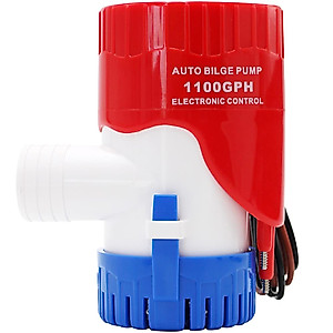 MAKERELE Auto Bilge Pump for Boats 12v 1100GPH Automatic Submersible Boat Bilge Water Pump with Electronic Switch (Outlet Diameter：1 1/8 inch/29mm)…