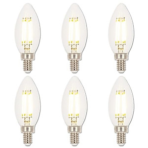 Westinghouse 5265120 4.5 Watt (60 Watt Equivalent) B11 Dimmable Clear Filament LED Light Bulb, Candelabra Base, 6 Pack