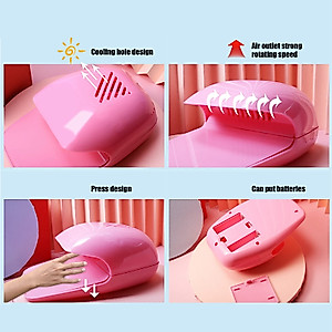 Nail Polish Blower, Small Size Lightweight Nail Polish Fan Dryer Portable Electric for Women for Homes and Travel for Nail Salons Parties(Pink)