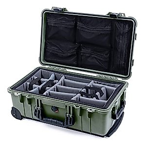 Pelican Color Case OD Green & Black Pelican 1510 case with Grey CVPKG dividers & mesh lid Organizer.