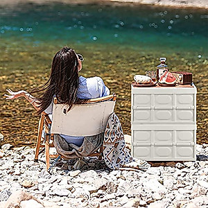 Folding Storage Bin with MDF Lid, 30L Storage Box Container Stackable Shelf Baskets Cloth Closet Car Organizers Outdoor Picnic Transport Box Toy Clothes Books Holder Plastic Collapsible Tote Crate