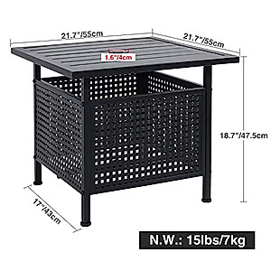 ALUPOM Patio Umbrella Table with 1.6 Inches Hole, Square Metal Patio Bistro Side Table Stand for Pool Garden Backyard,Black