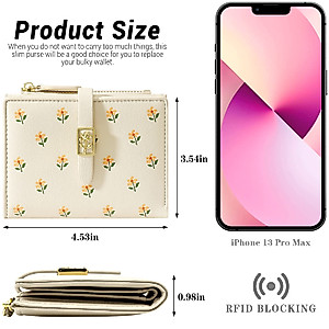 YINHEXI Women's Wallet, Faux Leather, Off White, Water Resistant, 5 Card Slots, 1 Cash Slot, 1 ID Window, 1 Zipper Coin Pocket, Portable, Fashionable, 4.53.71.2 Inch