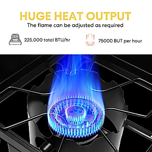 VIVOHOME Outdoor 3-Burner Stove, Max. 225,000 BTU/hr, Heavy Duty Tri-Propane Cooker with Detachable Legs Stand for Camping Cookout