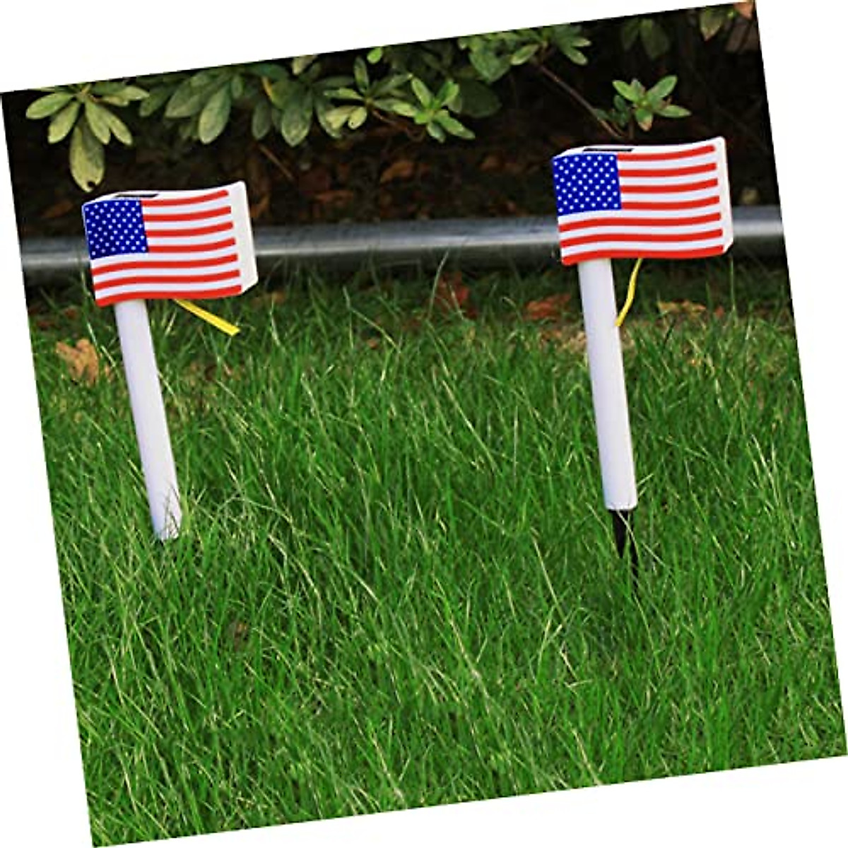 NOLITOY 2pcs Garden Night Lights Backyard Flag US Solar Decor for Patriots Patriotic Pin Patio Day Gift Lamp Supplies Accent Stake Outdoor Lawn Veteran Cemetery Spotlights