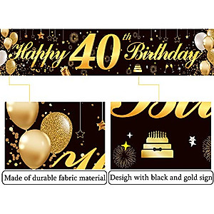 Happy 30th Birthday Banner,Birthday Party Sign Backdrop Banner For Men Women Cheer to 30 Years,Durable Black&Gold Glitter Birthday Sign Yard Sign For 30th Birthday Party Decoration Supplies(30 Black)