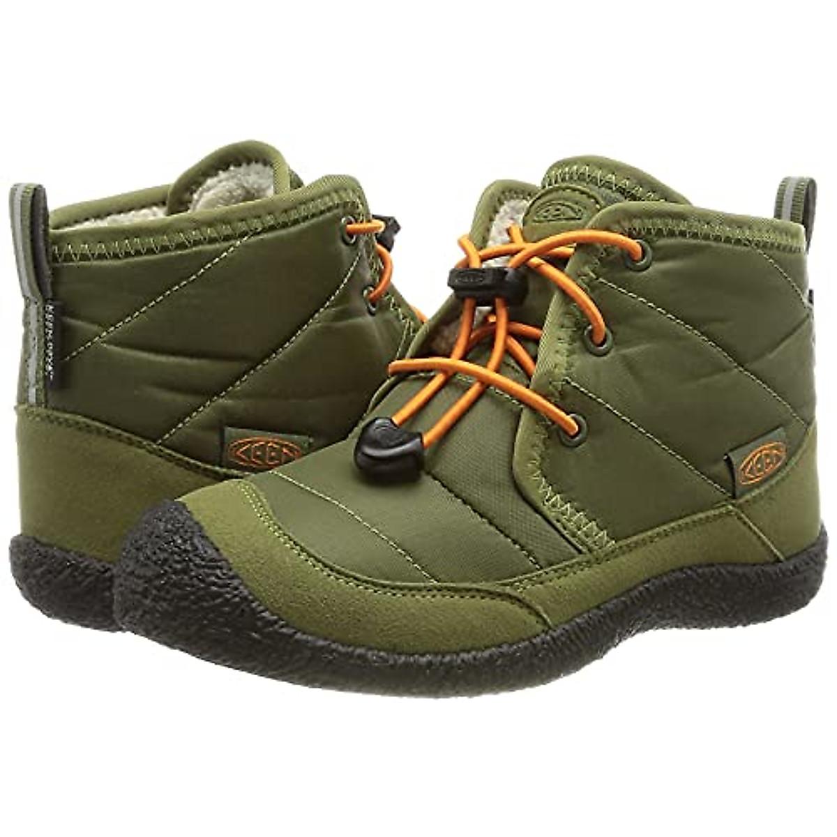 KEEN Howser 2 Quilted Mid Height Waterproof Comfy Durable Chukka Boots, Capulet Olive/Russet Orange, 13 US Unisex Little Kid
