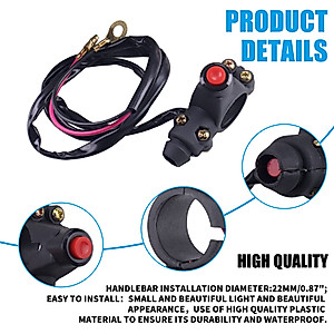 JINGKE 7/8" 22mm Handlebar 2 Wire Tether Kill Switch Apply to Taotao 110cc 125cc Dirt Pit Bike ATV 4 Wheeler Quad Trail Bike