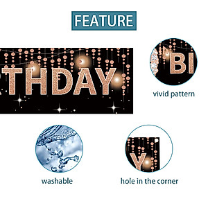 Joyiou Happy 60th Birthday Banner Decorations, Rose Gold Large 60th Birthday Sign, Sixty Birthday Party Decorations Supplies for Women, 60 Years Old Birthday Photo Booth Backdrop (9.8x1.6ft)