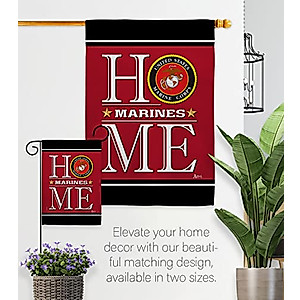 Marine Corps Home Garden Flag - Set Wall Holder Armed Forces USMC Semper Fi United State American Military Veteran Retire Official - House Banner Small Yard Gift Double-Sided Made in USA 13 X 18.5