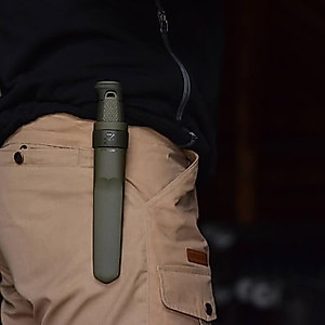 Morakniv Kansbol Sandvik Stainless Steel Fixed-Blade Survival Knife With Sheath, Military Green, 4.3 Inch