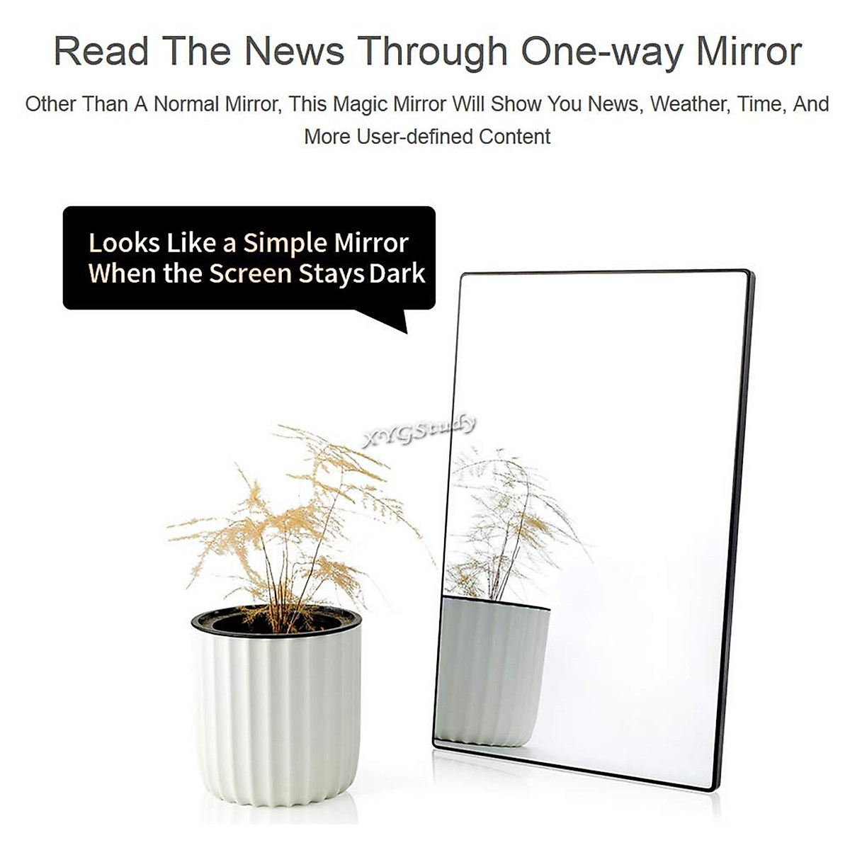 XYGStudy 13.3 inch IPS Display Monitor Capacitive Touch Control Panel Magic Mirror Screen Resolution 1920x1080 Voice Assistant with Raspberry Pi 3 A+ Inside Mini Computer Showing News Weather Time