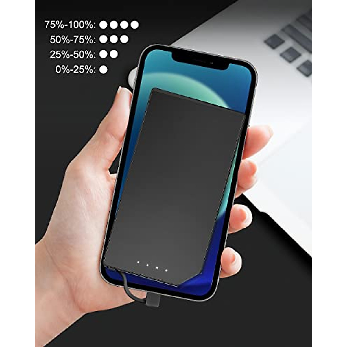 TNTOR Portable Charger with Built in Lightning Cable(MFi Apple Certified) 5000mAh Ultra Slim Power Bank Compatible with iPhone 14/13/12/11 Pro/Max/X/8/7 etc