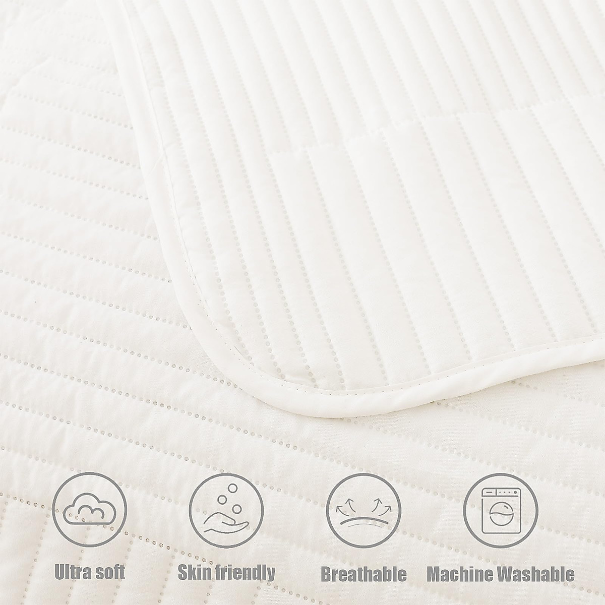 Whale Flotilla Ultra Soft Queen Quilt Bedding Set, Lightweight Microfiber White Quilts Bedspreads Full Size, 3 Piece Ultrasonic Geometric Coverlet Bed Cover for All Seasons