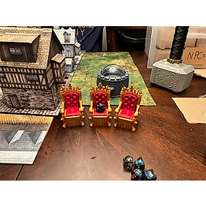 MunnyGrubbers - Dice Jail Cage - Time Out Chair & Dunce Hat - Chair of Shame - Crit Crown & Lucky Throne - (Random 7PC D20 Dice Set Included) - Gift for Dungeons and Dragons - DND - D&D - (Combo A)