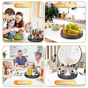 Black Lazy Susan Turntable for Table, Lazy Susan Organizer for Cabinet, Lazy Susan Spice Rack, Lazy Susan for Dining Table, Countertop, Cabinet, Makeup, Bathroom, Pantry (12IN-Branch-Black)