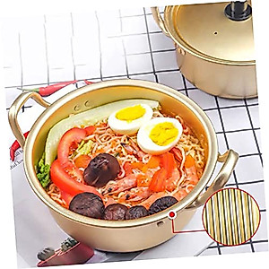 STOBAZA 2 Sets Instant Noodle Pot Stainless Steel Stock Pot Ramen Pot with Lid China Dinnerware Set Soup Pot Ramen Noodles Cooking Pot Korean Stockpot Non Stick Pot Household Cookware Food