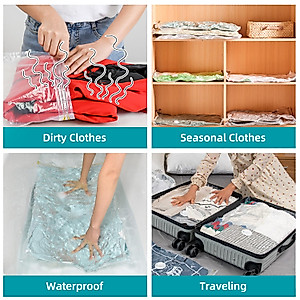 AirBaker Vacuum Storage Bags 12 Pack Space Saver for Clothes Blankets Clothing Traveling Comforters Vacuum Seal Bag with Travel Pump (3XL+3L+3M+3S)