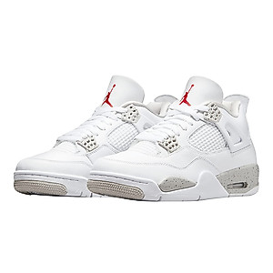 Nike Men's Air Jordan 4 Retro White Oreo, White/Tech Grey/Black/Fire Red, 9