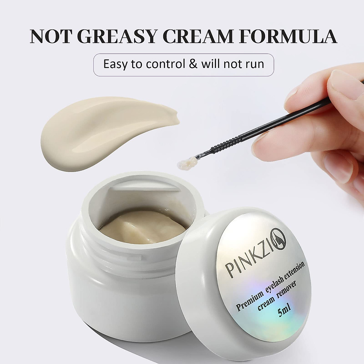 Eyelash Extension Glue Remover, PINKZIO Lash Extension Cream Remover For Eyelash Extension Glue, Fast Lash Adhesive Dissolution, Easy To Control, No Damage To Natural Lahes-5 ml, white