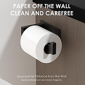 Auxmir Toilet Paper Holder Self Adhesive, Premium SUS304 Stainless Steel Rustproof Toilet Roll Holder No Drilling, Wall Mount Toilet Tissue Holder for Bathroom Kitchen Washroom RV, Matte Black