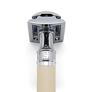 Edwin Jagger DES87RCBLAMZ Double Edge Safety Razor, Ivory Rubber Coated, Short Handle
