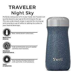 S'well Stainless Steel Traveler - 12 Fl Oz - Night Sky - Triple-Layered Vacuum-Insulated Containers Keeps Drinks Cold for 21 Hours and Hot for 9 - with No Condensation - BPA Free Water Bottle