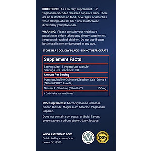 NaturalPQQ - Cellular Energy for The Active Lifestyle - 20mg PQQ, Mitochondrial Biogenesis