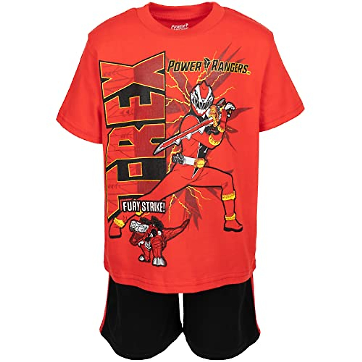 Power Rangers Little Boys Graphic T-Shirt and Mesh Shorts Outfit Set Black/Red 6