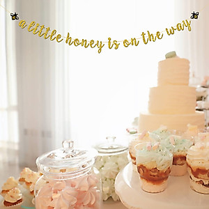 Talorine A Little Honey is on the Way Banner Gold Glitter Bumble Bee Theme Banner Sweet Honey bee Gender Reveal Baby Shower Party Decoration Pregnancy Announcement Mommy to Bee Daddy to Bee Welcome