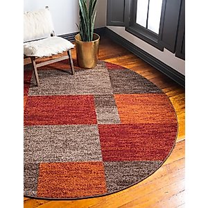 Unique Loom Autumn Collection Area Rug - Providence (5' 1" Round, Multi/ Beige)