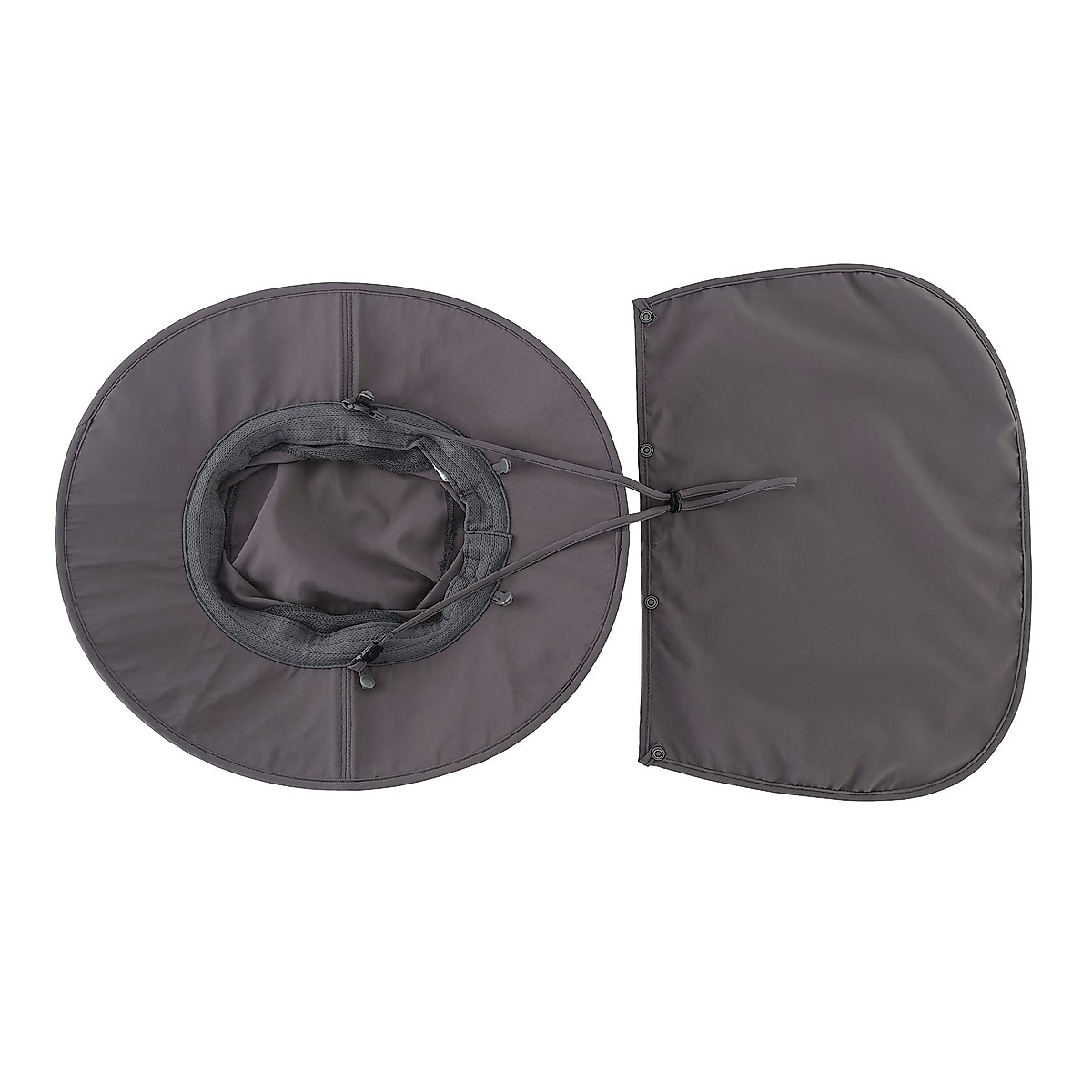 Home Prefer Mens UPF50+ Sun Hat Large Brim Fishing Hat with Neck Flap Summer Beach UV Protection Hat Dark Grey