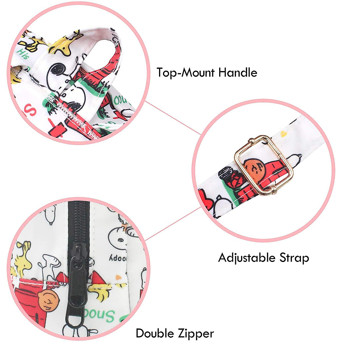 White Dog Small Nylon Bag Multipurpose Causal Daypack for Travel Trip Shopping Tablet iPad Mini up to 8 inches