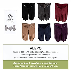 Alepo Womens Winter Warm Gloves, Contrast Color Design Touchscreen Texting Fleece Lined Windproof Driving Gloves Hand Warmer (Black-M)