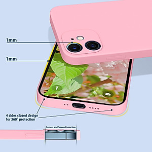 ANDATE Compatible with iPhone 12 Mini Case Silicone Pink, Soft Liquid Silicone Rubber Case Full-Body Protective Case Cover for iPhone 12mini- 5.4 Inch