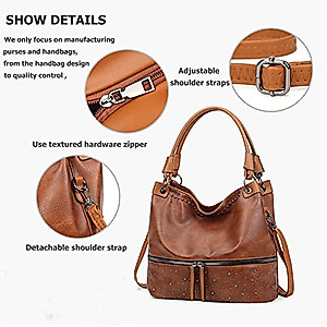 TUGONK Hobo Bags Handbags for Women,Fashion Rivet Studded Hobo Purse Large Shoulder bag Crossbody Purse