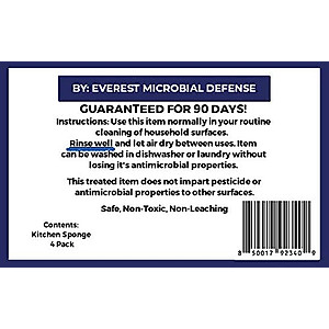 NoStench Kitchen Sponge | Odor Resistant, Non-Scratch Microfiber Mesh & Terry Cloth Sponge, Long Lasting Odor Protection | Durable, 4 Pack