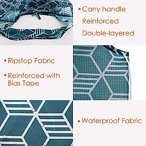 BeeGreen Geometry Reusable-Grocery-Bags Bulk 2 Pack. Tearing-Prevent Material Reusable-Shopping-Bags Extra Large for 50LBS Heavy-duty Sturdy. Foldable Machine-Washable-Nylon Gift for Women