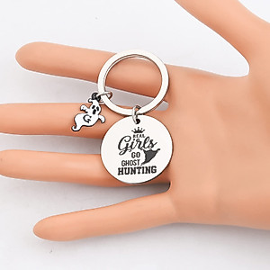 TIIMG Funny Paranormal Gift Real Girls Go Ghost Hunting Keychain for Ghost Hunter (GHOST HUNTING)