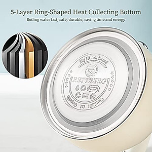 RETTBERG Tea Kettle for Stovetop Whistling Tea Kettles Retro Black Stainless Steel Teapots, 2.64 Quart (Cream)