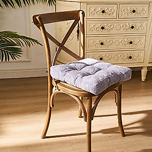 SleepMan Chair Pad Seat Cushion, Outdoor/Indoor, Non-Skid Backing, Durable Fabric, Comfort and Softness, Home Decor Floor Tufted Cushion Pet Pad, Washable, 15.7 x 15.7 Inches (Grey, Set of 2)