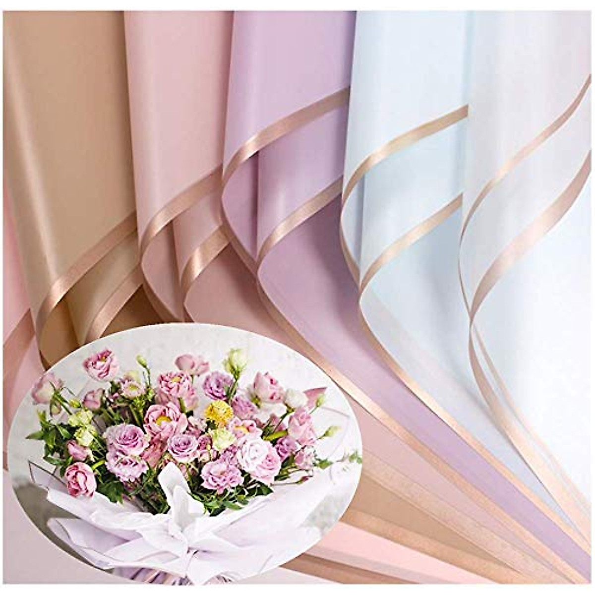 Xshelley(21pcs 7 colors 22.8 * 22.8 inches flower shop bouquet, DIY crafts, gift packaging or gift box packaging, waterproof flower wrapping paper