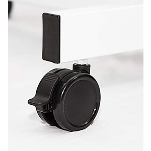 Stand Up Desk Store Crank Adjustable Height Single Column Rolling Mobile Standing Desk (White Frame/Black Top, 40" Wide)