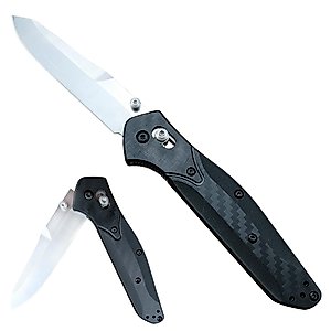 HUAAO Axis Lock Knife, EDC Folding Pocket Knives, 3.3 inch Satin Plain Edge Reverse Tanto Blade, Black Grivory Fiberglass Lightweight Handle with Belt Clip, for Outdoors, Camping